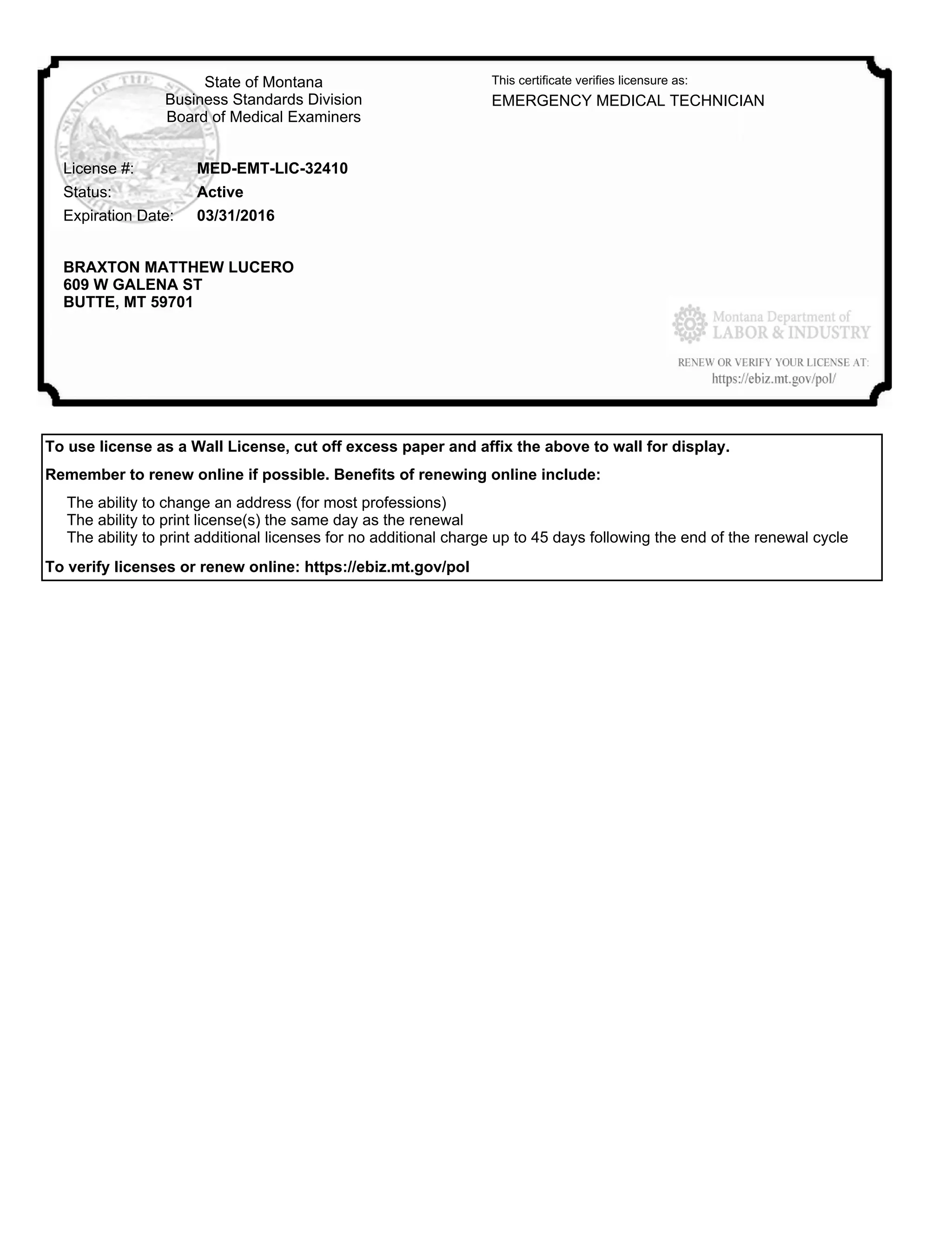 EMT License | PDF