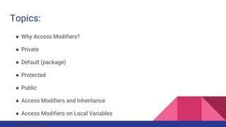 Access modifiers in java | PPTX