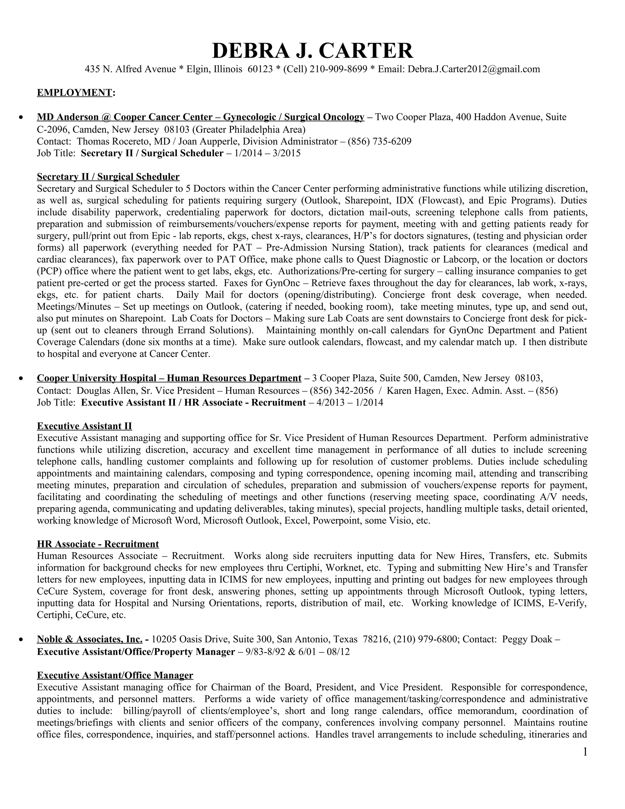 Debra J. Carter - Resume - 6-17-2015 | DOC | Human Resources | Business