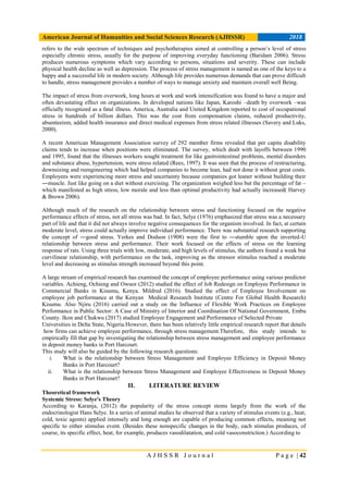 Stress Management and Employee Performance of Deposit Money Banks in ...