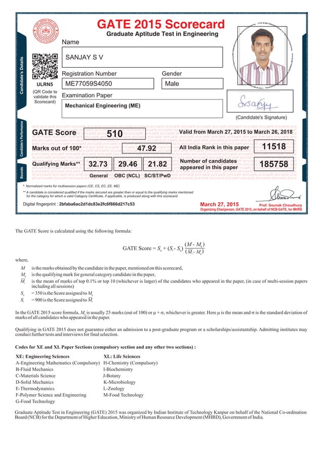 GATE Score Card | PDF