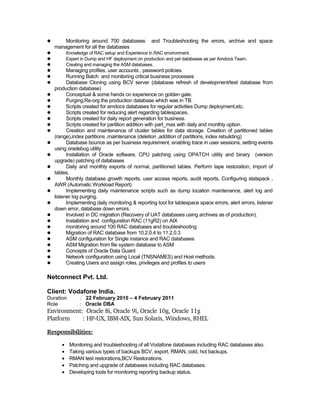 Raj_Ranjan_Oracle_DBA | DOC | Databases | Computer Software and Applications