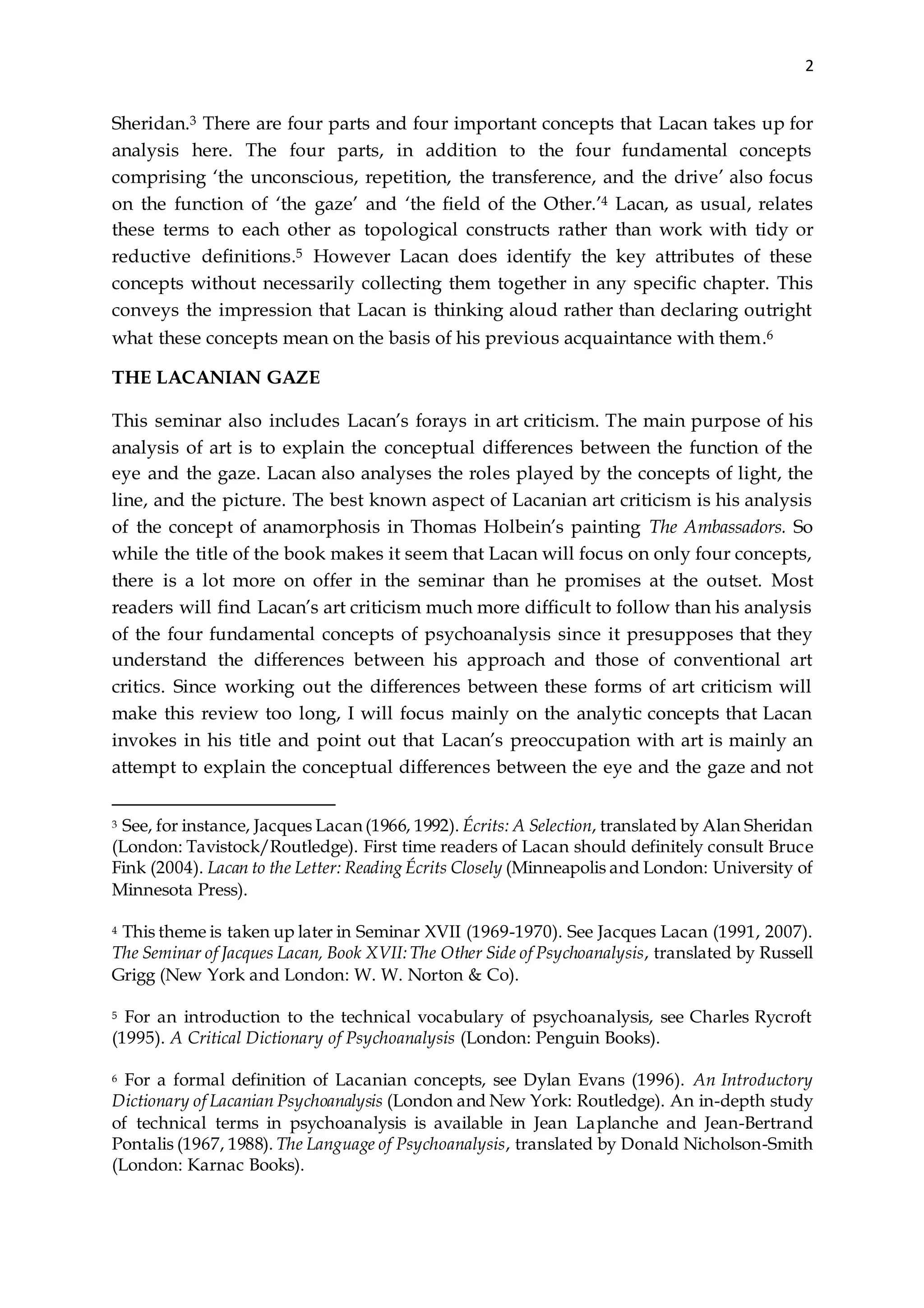 Review of The Four Fundamental Concepts of Psychoanalysis | DOCX