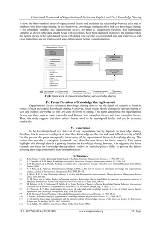 Conceptual Framework of Organisational Factors on Explicit and Tacit Knowledge Sharing | PDF