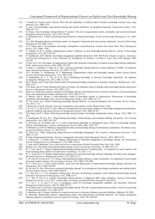 Conceptual Framework of Organisational Factors on Explicit and Tacit Knowledge Sharing | PDF