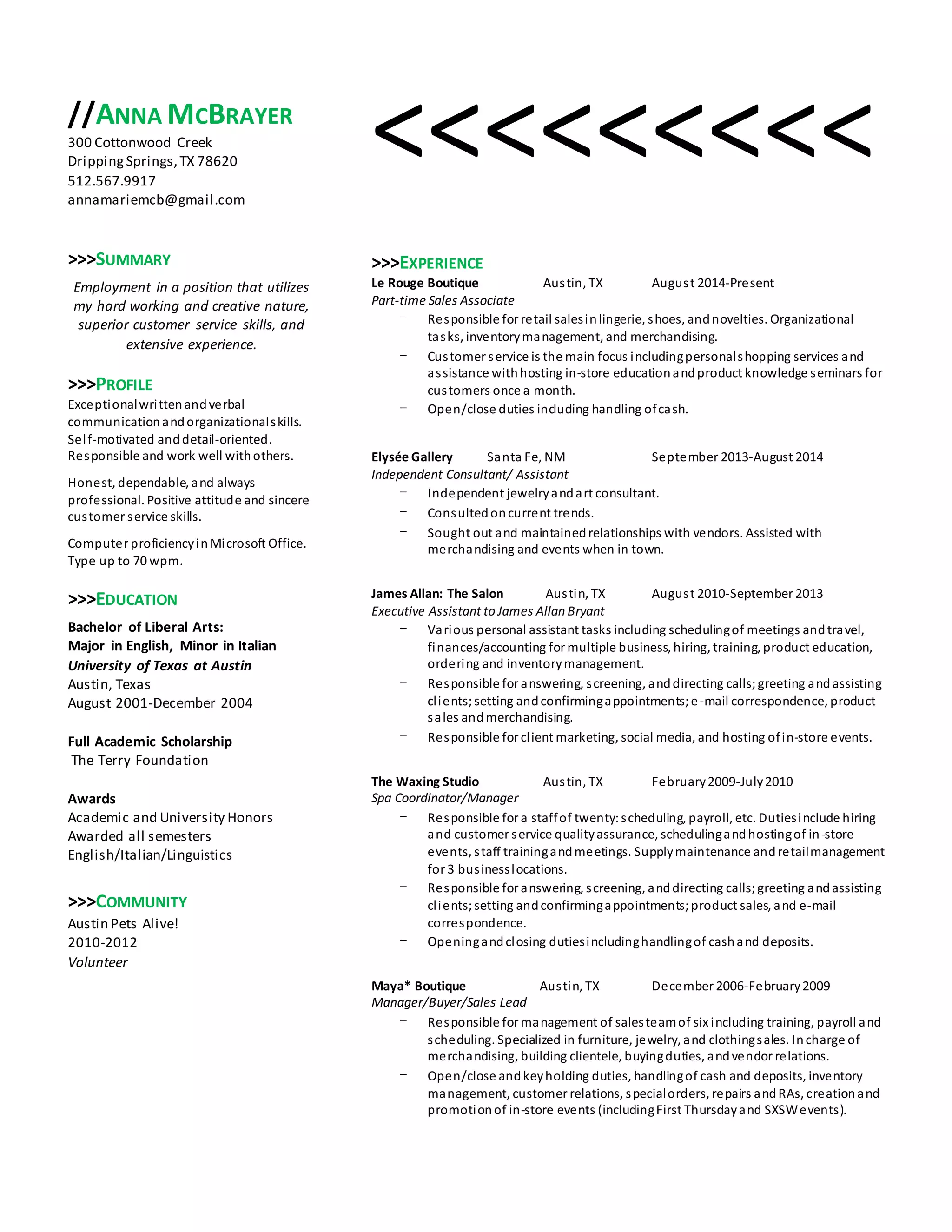 Anna McBrayer's Official Resume 2016 | DOCX | Sales | Business