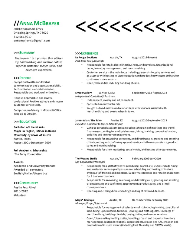 Anna McBrayer's Official Resume 2016 | DOCX | Sales | Business