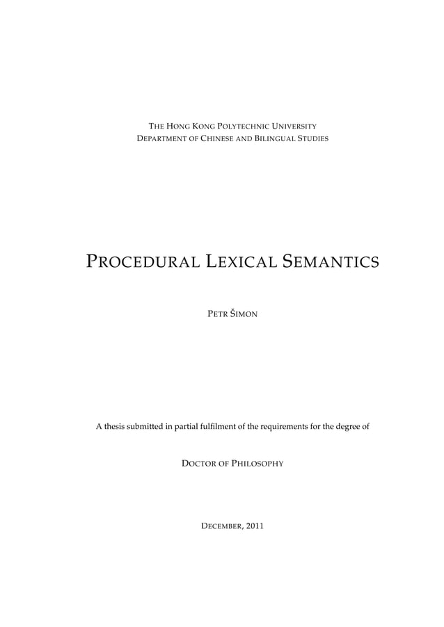 Petr Simon - Procedural Lexical Semantics (PhD Thesis) | PDF