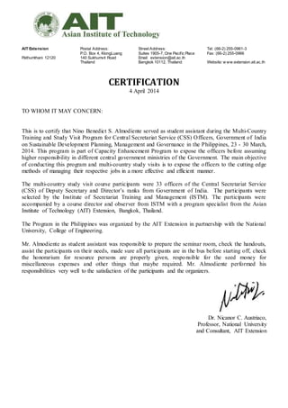 Certification for Nino | DOCX