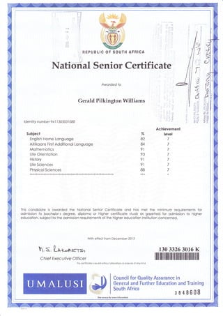 Certified Matric certificate | PDF