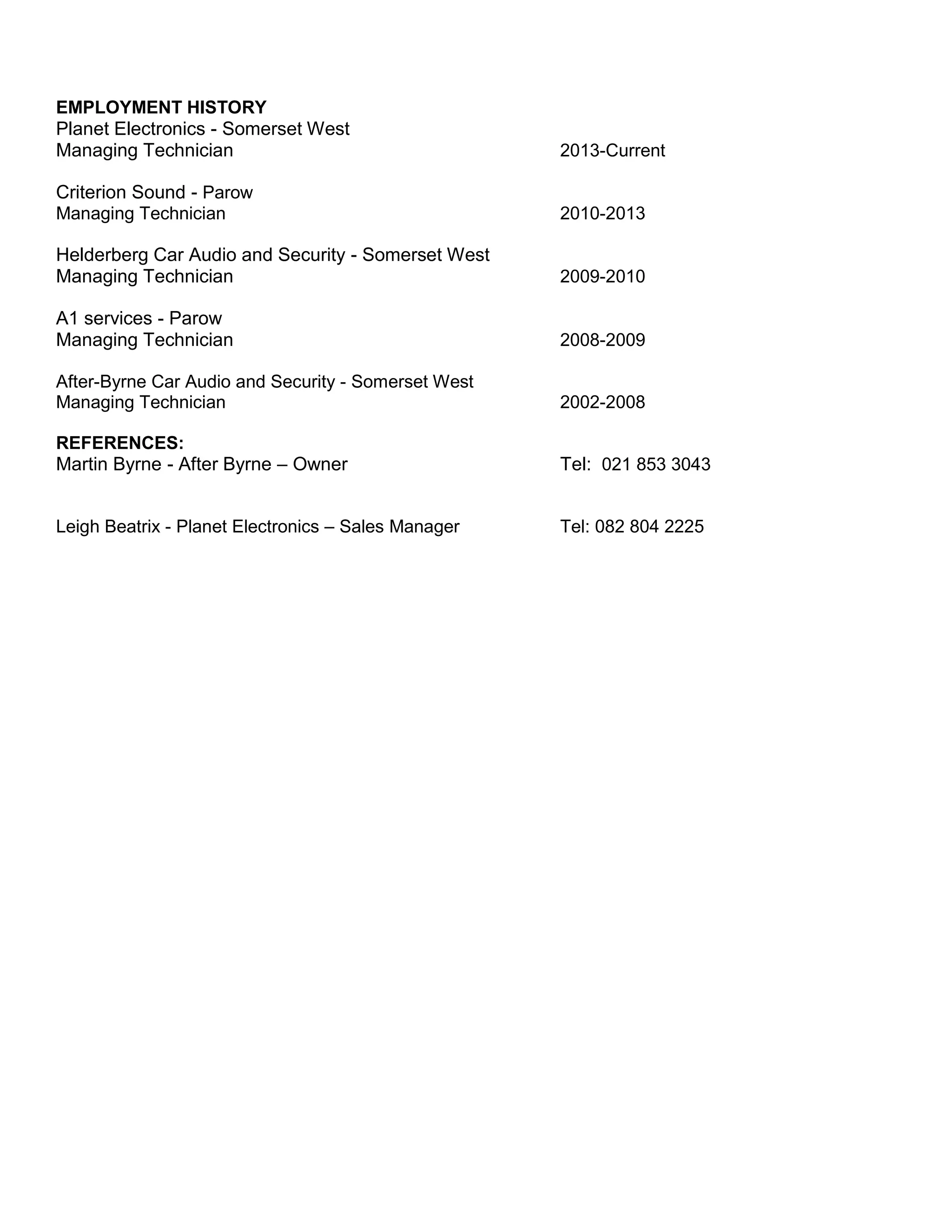 CURRICULUM VITAE OF PIETER JOUBERT | PDF