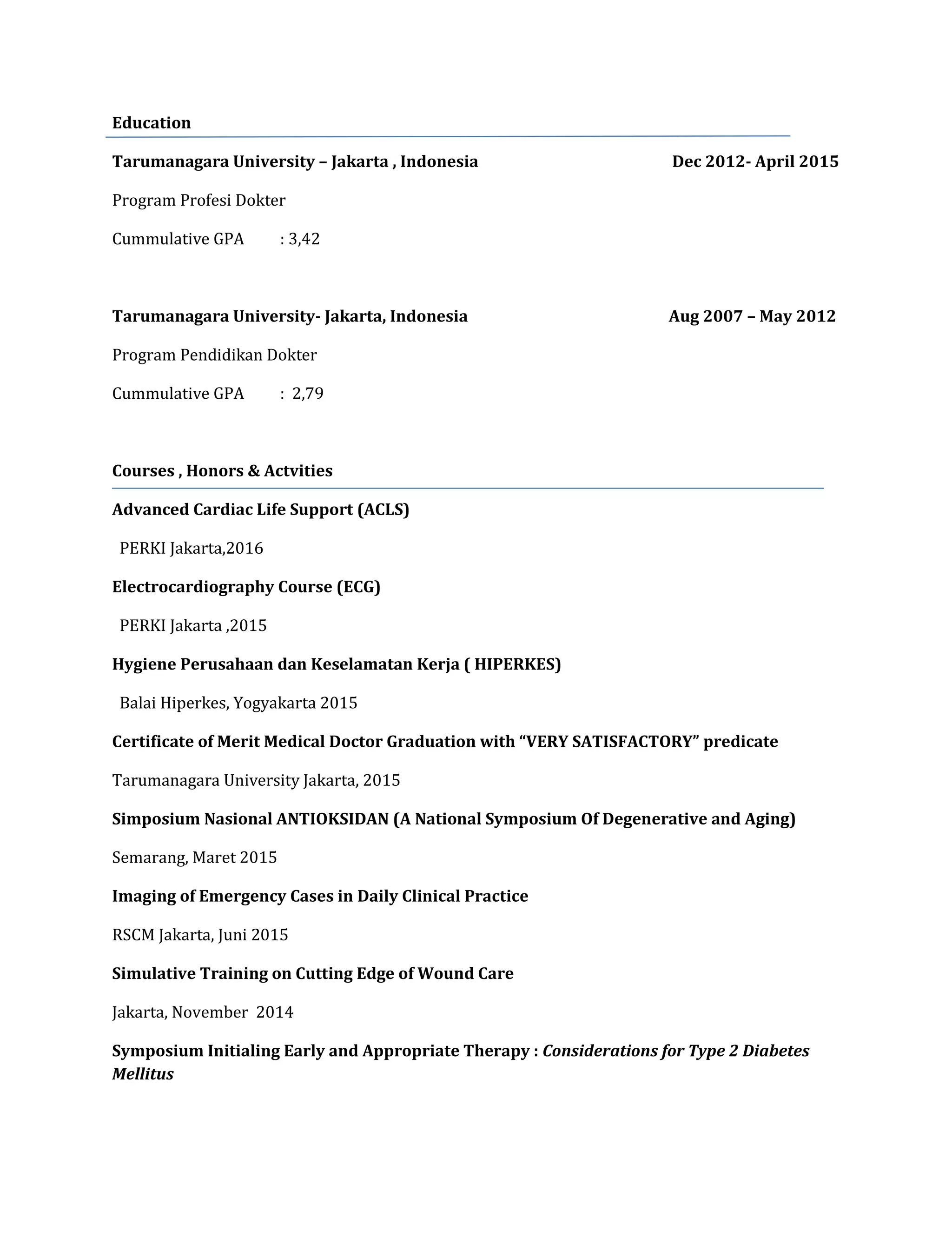 CV dr.restu wahyuni | PDF