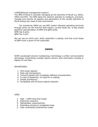 Project Report on Optical Fiber Cables and Systems (MTNL Mumbai) | PDF
