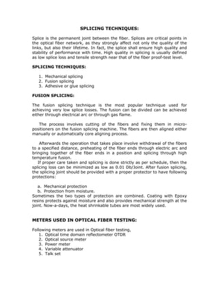 Project Report on Optical Fiber Cables and Systems (MTNL Mumbai) | PDF