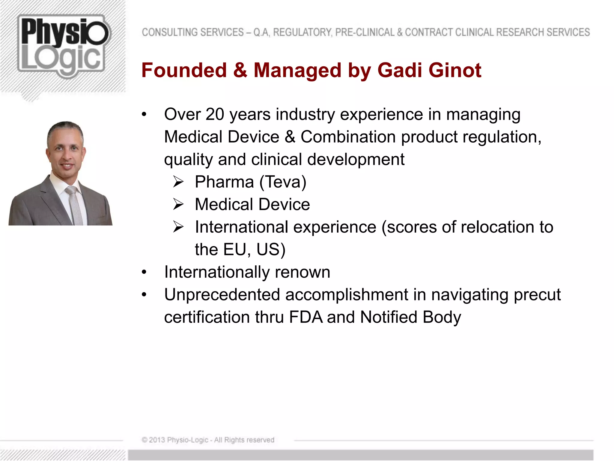 Physio-Logic-InvestorsRegulatoryPerspective | PPT