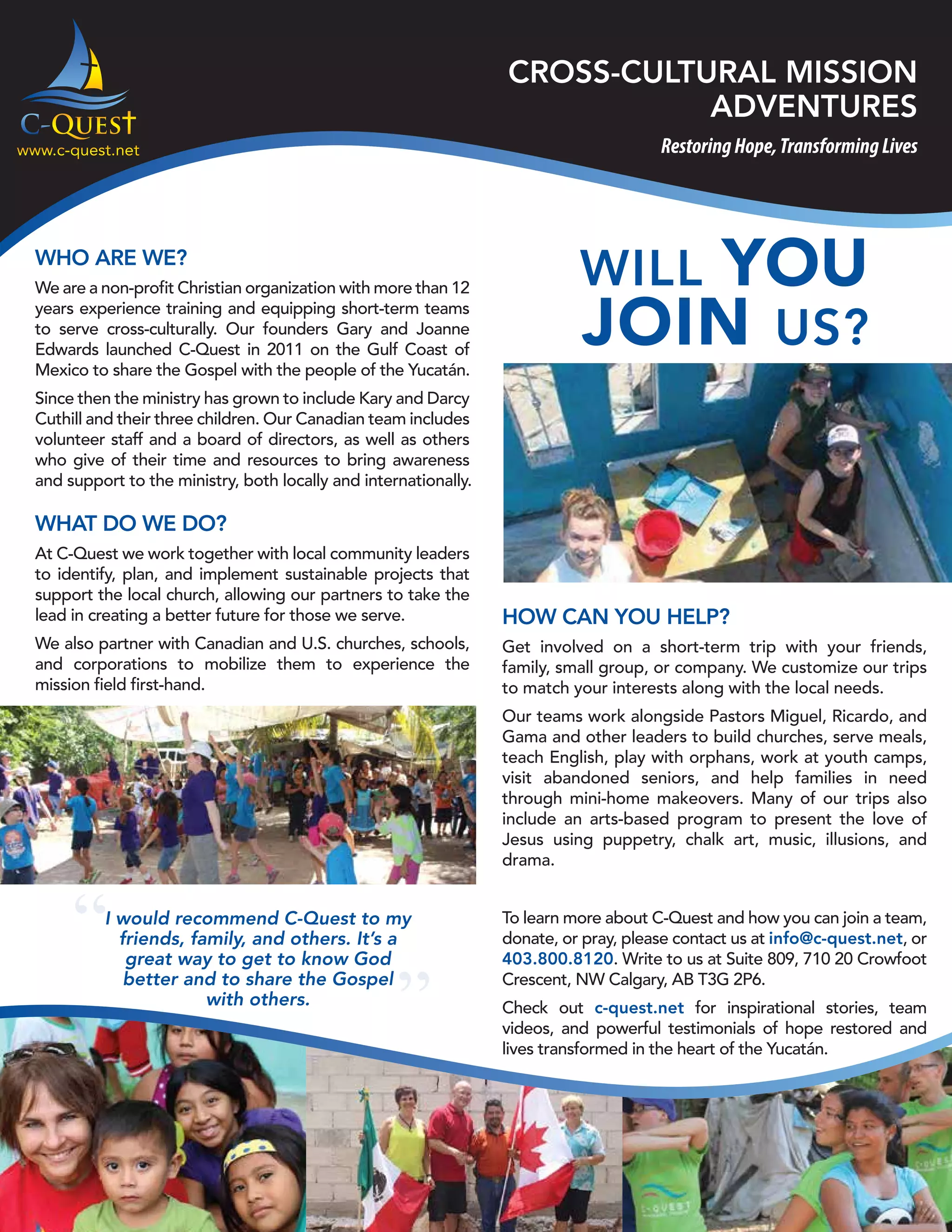 Cross Cultural Missions Brochure One Page Print Jan 18 | PDF