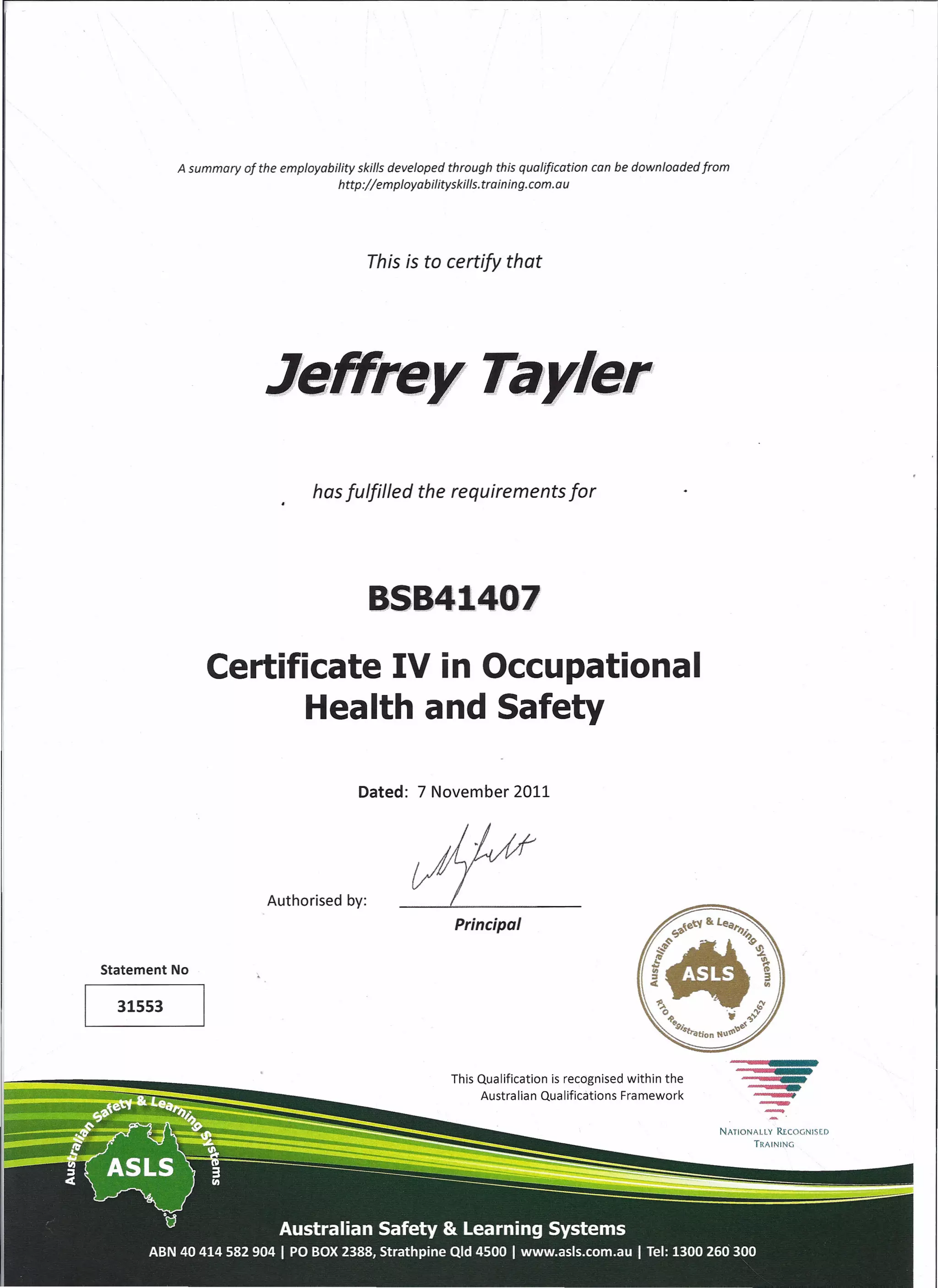Cert IV Work Place Certificate | PDF