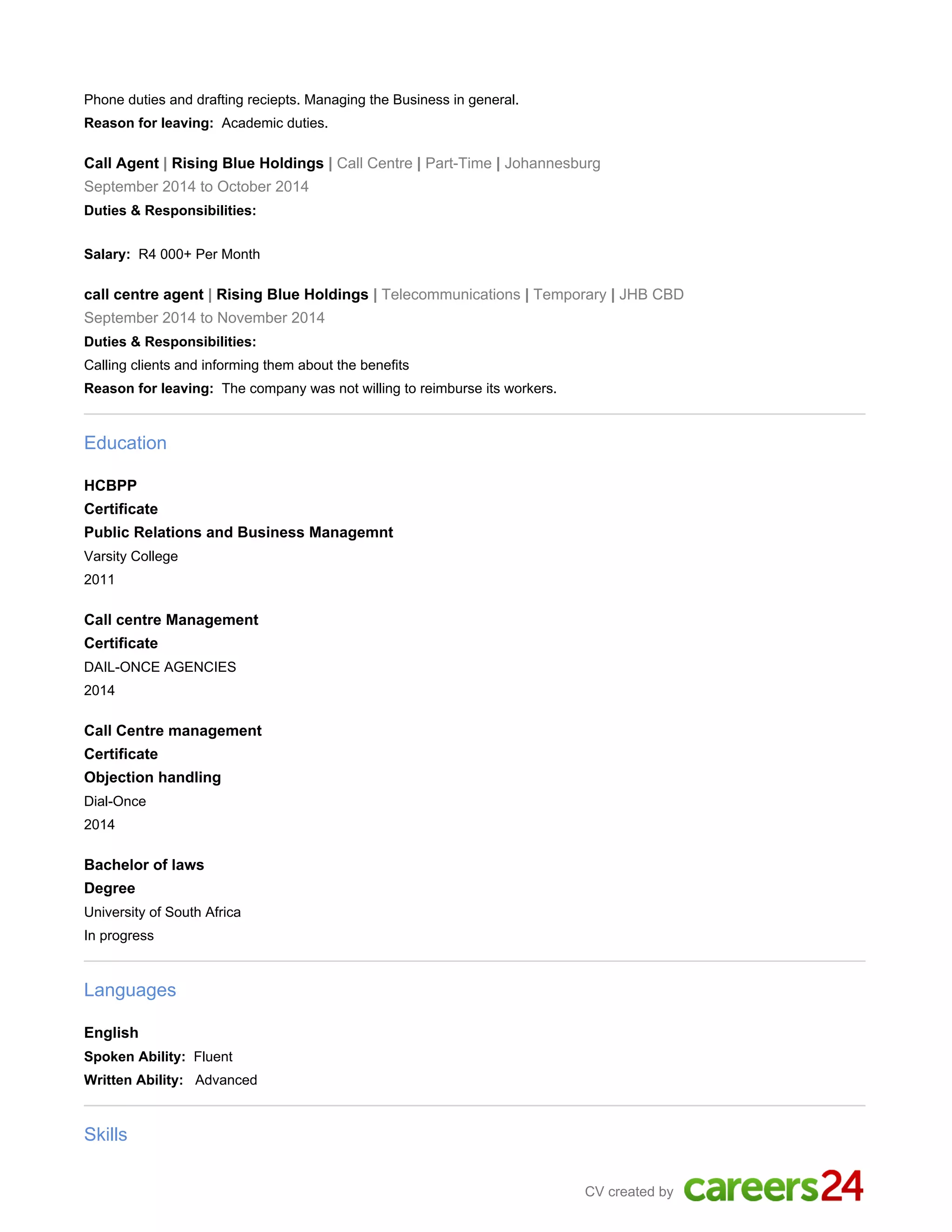 Careers24-cv-Theo-Mpolokeng (1) | PDF