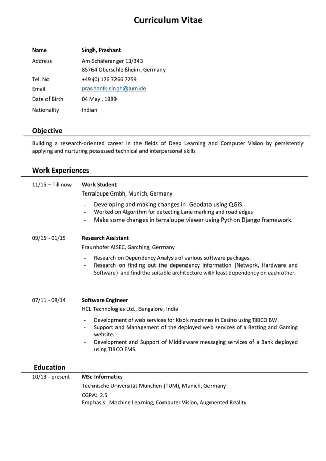 CurriculumVitae | PDF | Computing | Technology & Computing