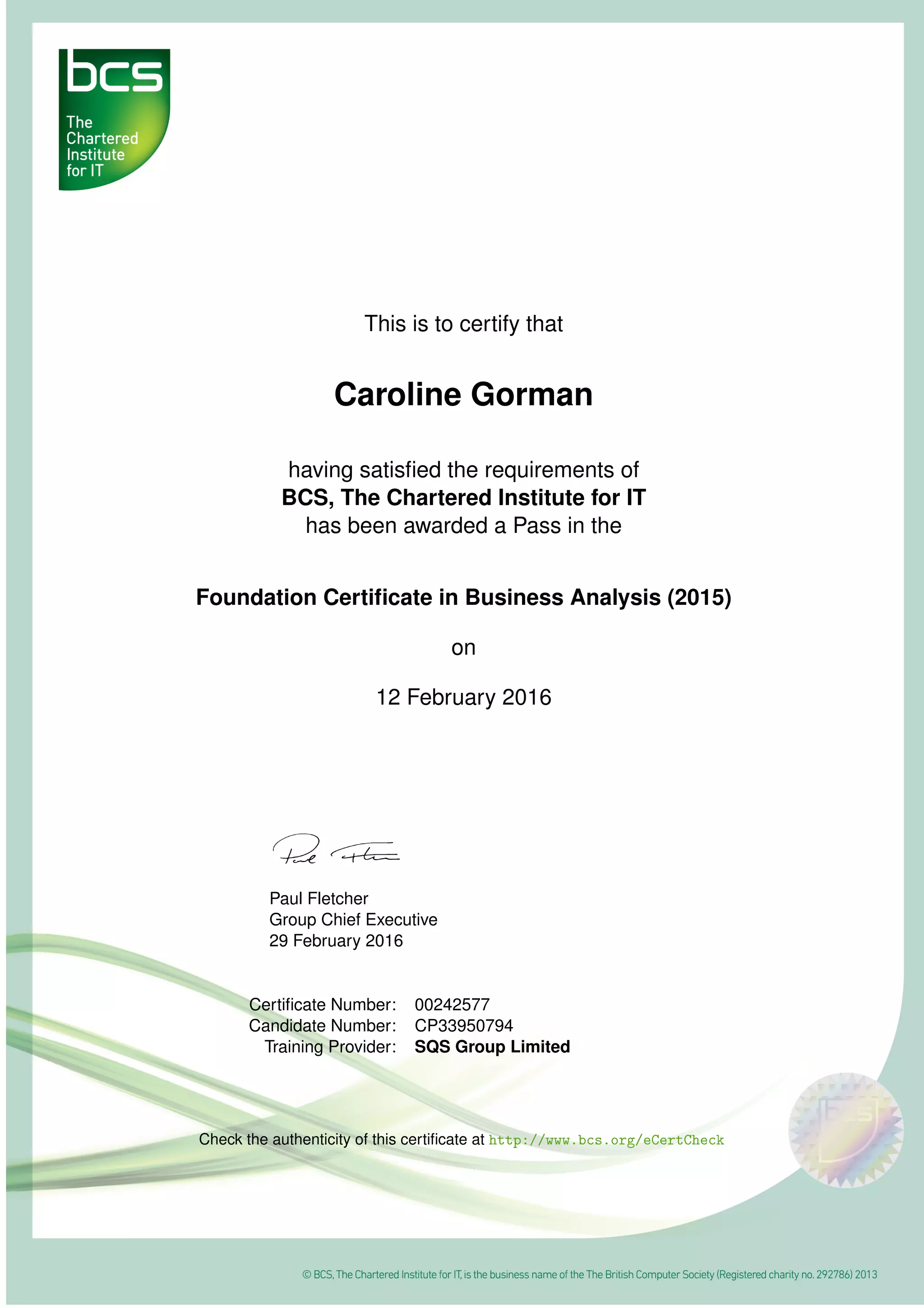 BCS Foundation in Business Analysis | PDF