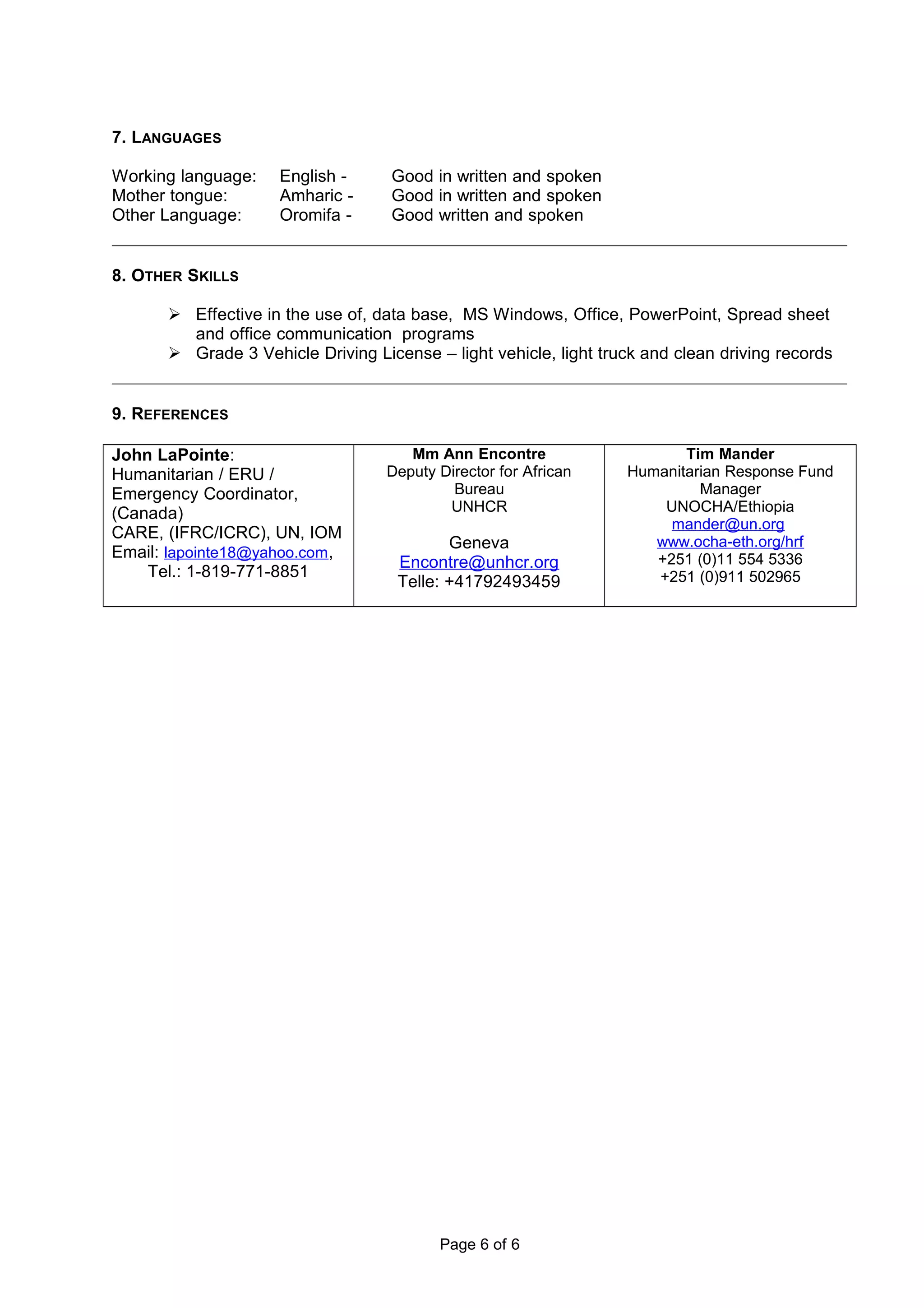Samuel_CV_Generic_updated 2016 | DOC | Non-Profit Organizations ...