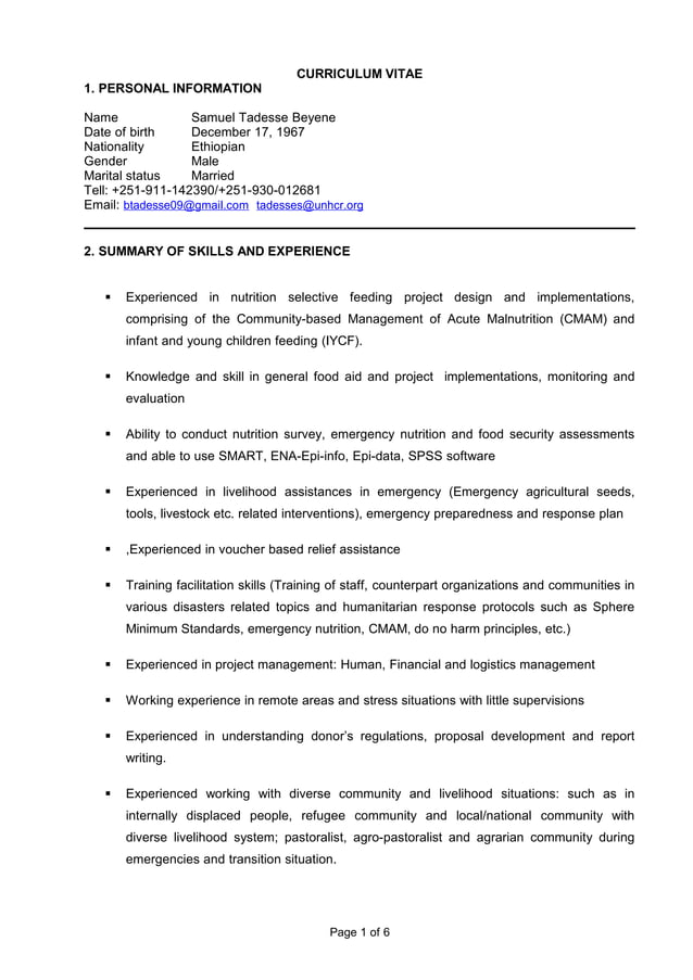 Samuel_CV_Generic_updated 2016 | DOC | Non-Profit Organizations ...