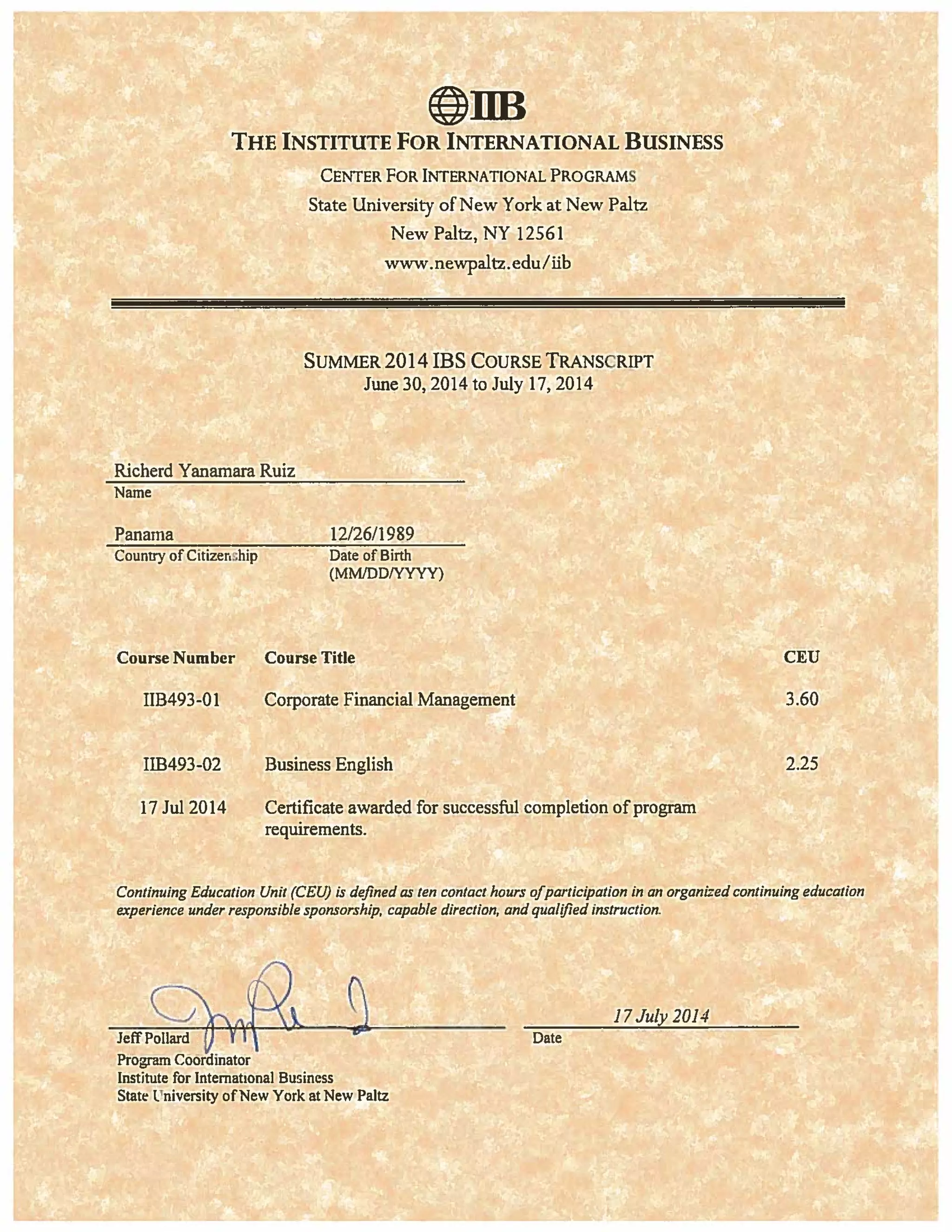 certificado SUNY | PDF