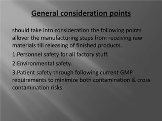 Facility requirements for Hazardous drug Manufacturing | PDF
