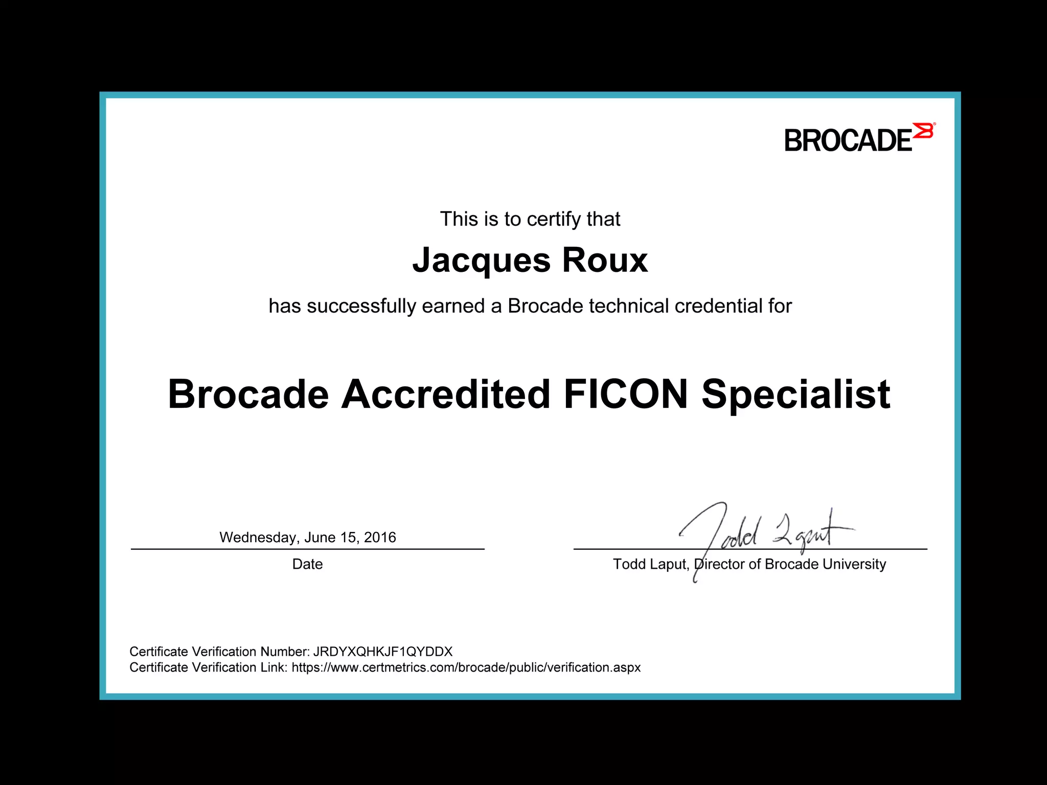 Brocade Accredited FICON Specialist certificate | PDF