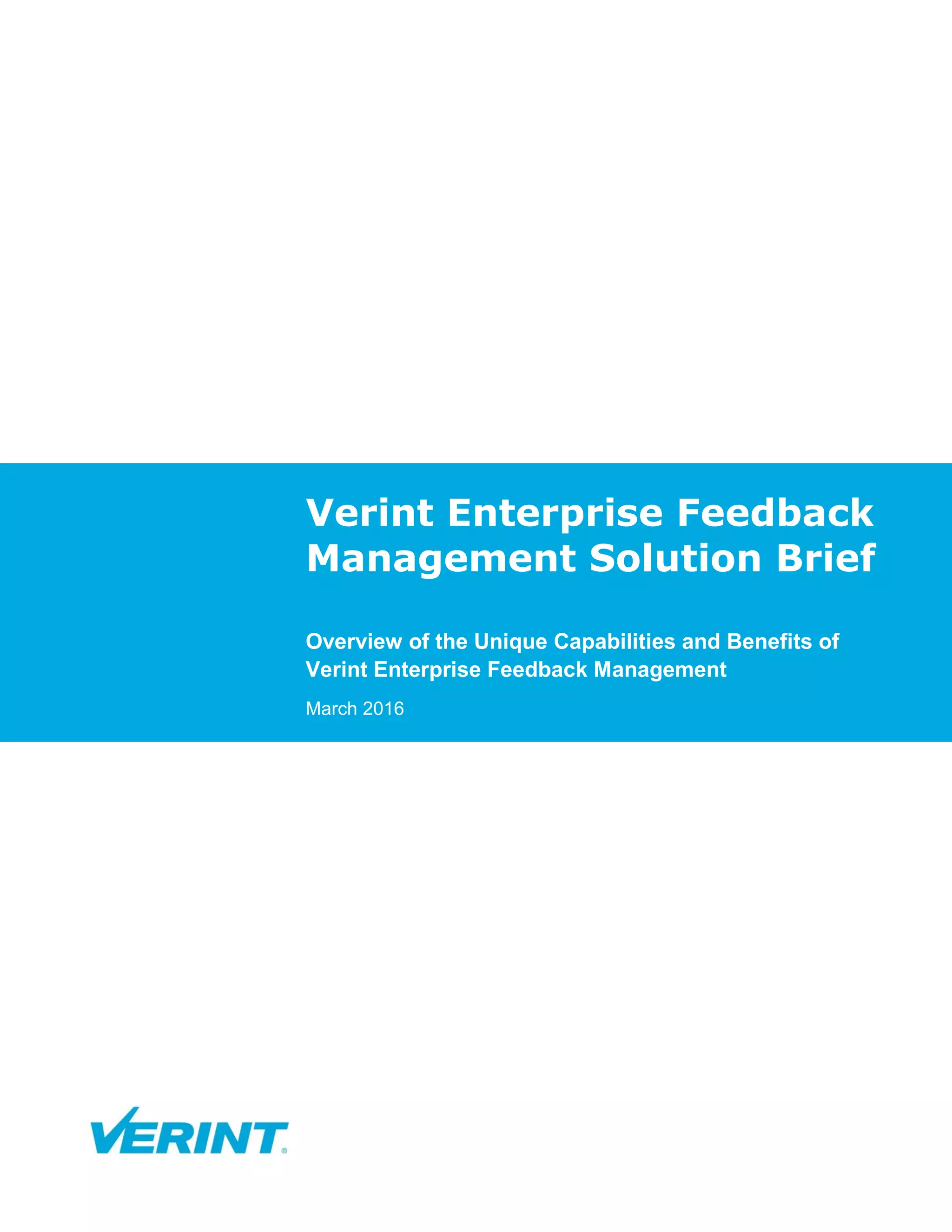 Verint Enterprise Feedback Management (EFM) Solution Brief (English US ...