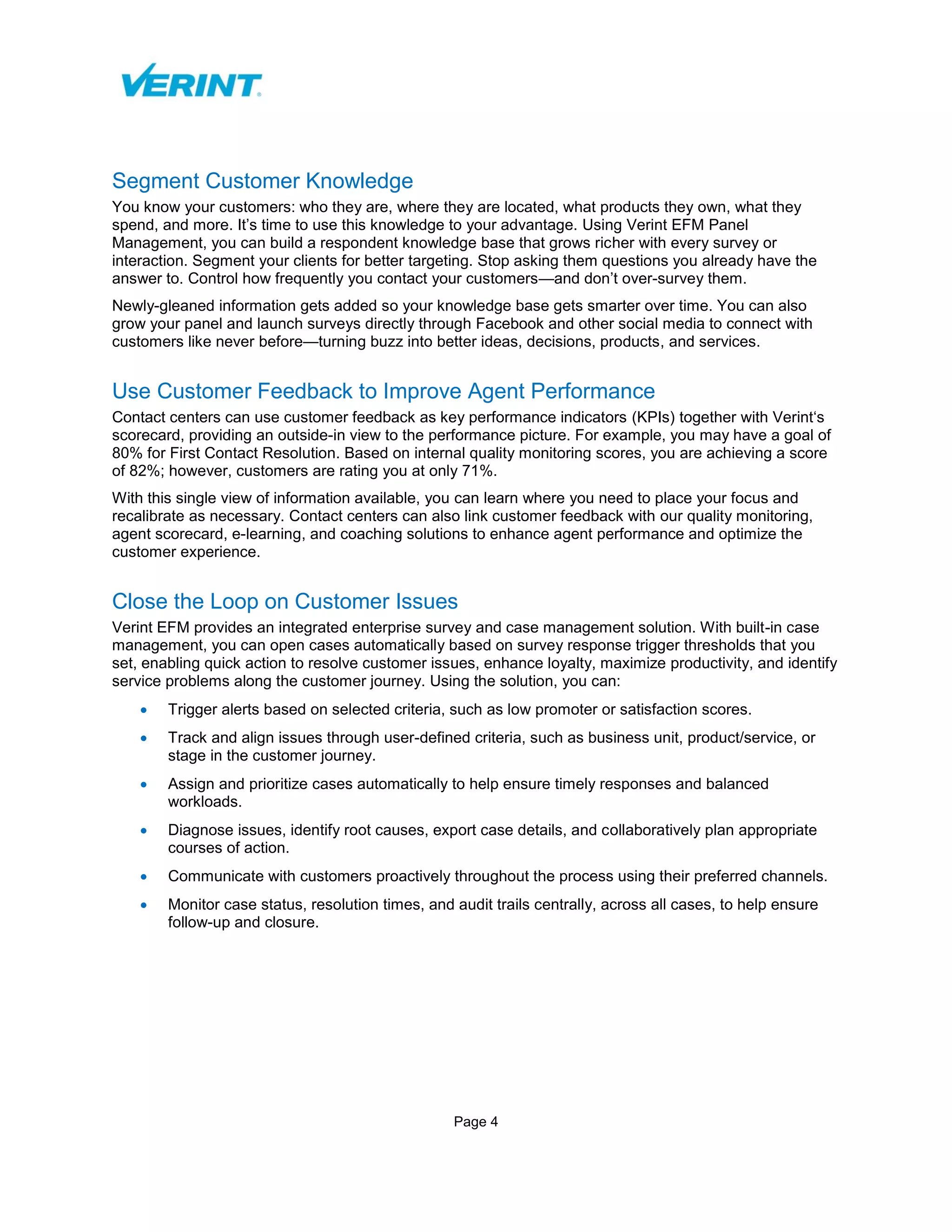 Verint Enterprise Feedback Management (EFM) Solution Brief (English US ...
