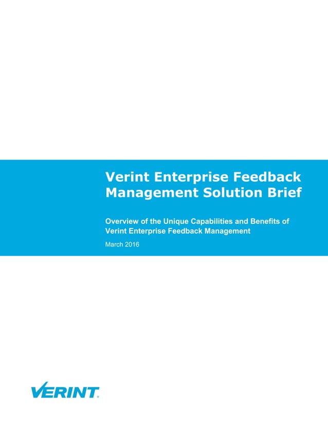 Verint Enterprise Feedback Management (EFM) Solution Brief (English US) | PDF