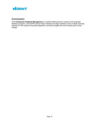 Verint Enterprise Feedback Management (EFM) Solution Brief (English US ...