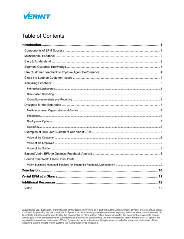 Verint Enterprise Feedback Management (EFM) Solution Brief (English US ...