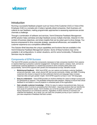 Verint Enterprise Feedback Management (EFM) Solution Brief (English US ...