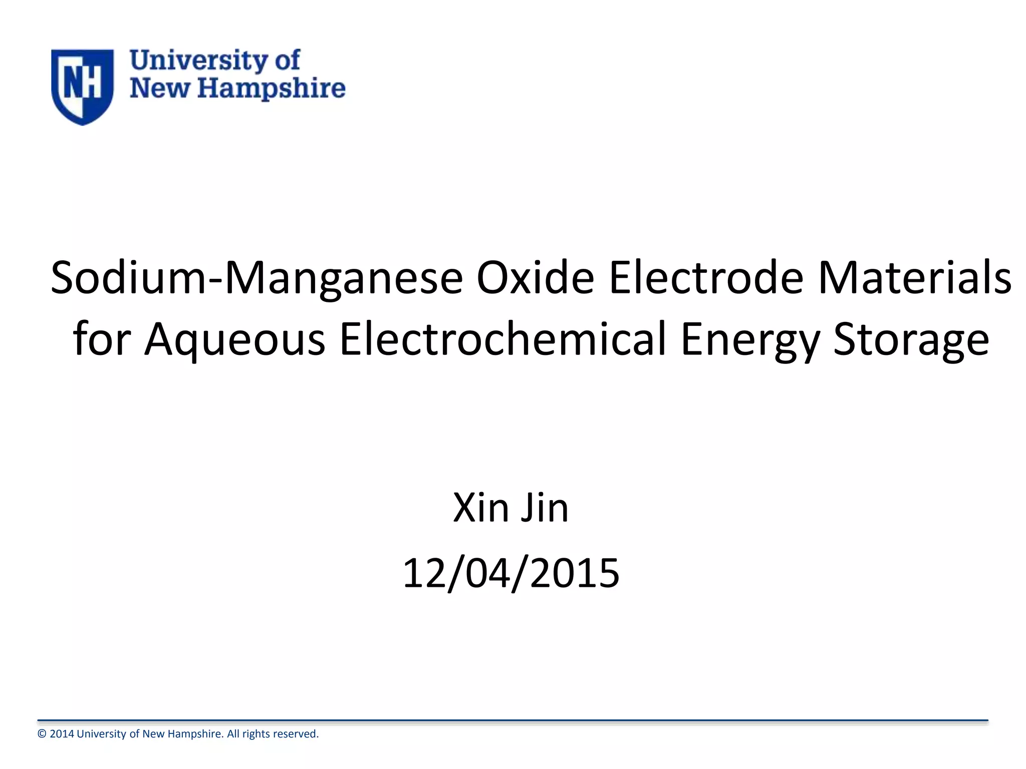 Sodium-Manganese Oxide Electrode Materials for Aqueous Electrochemical ...