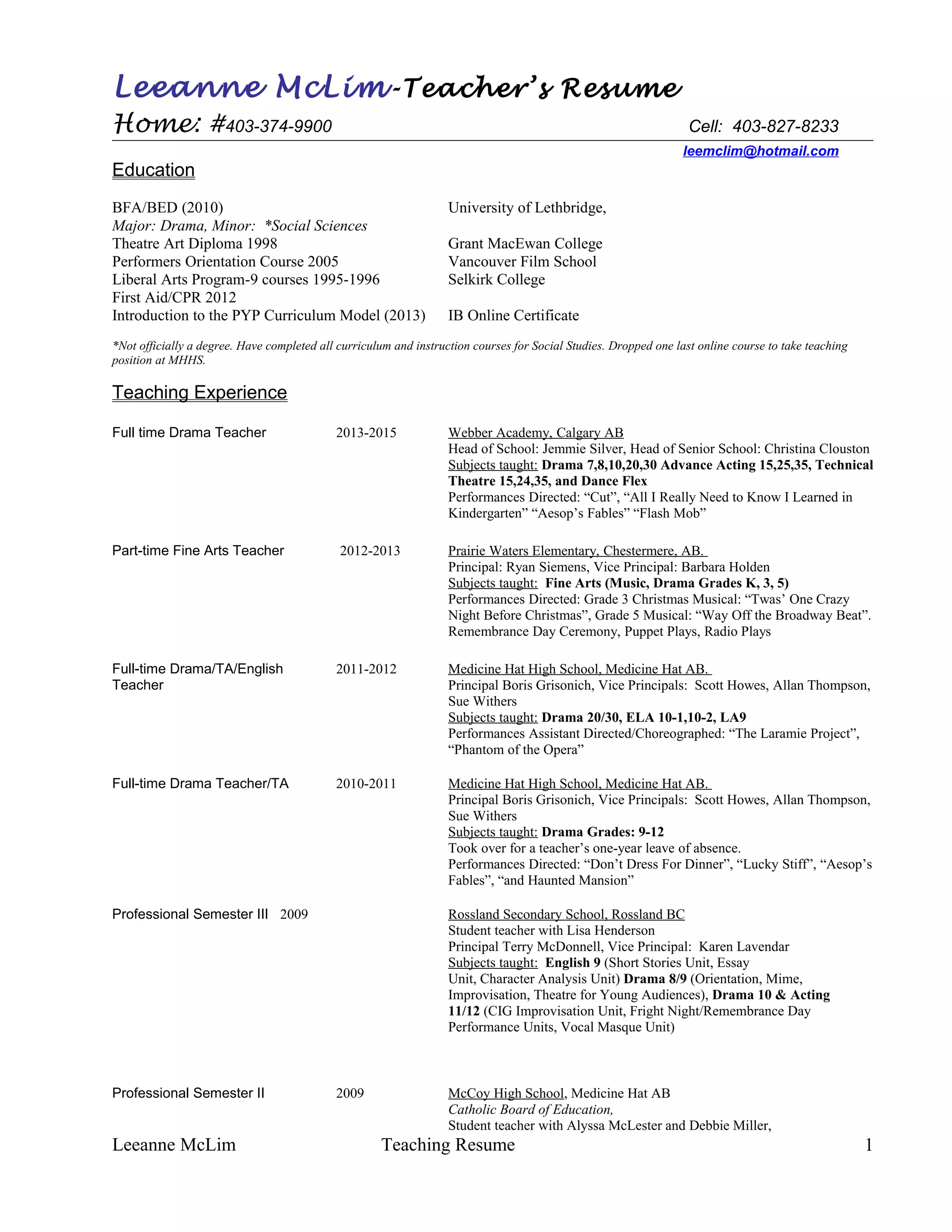 Updated Resume.CV LeeMcLim | DOC