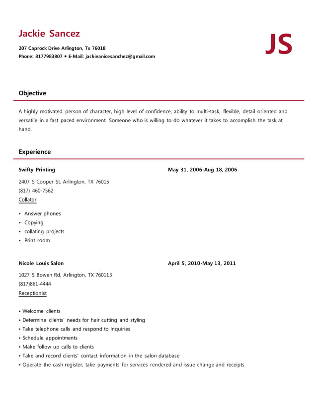My Resume-Jackie Sanchez | PDF
