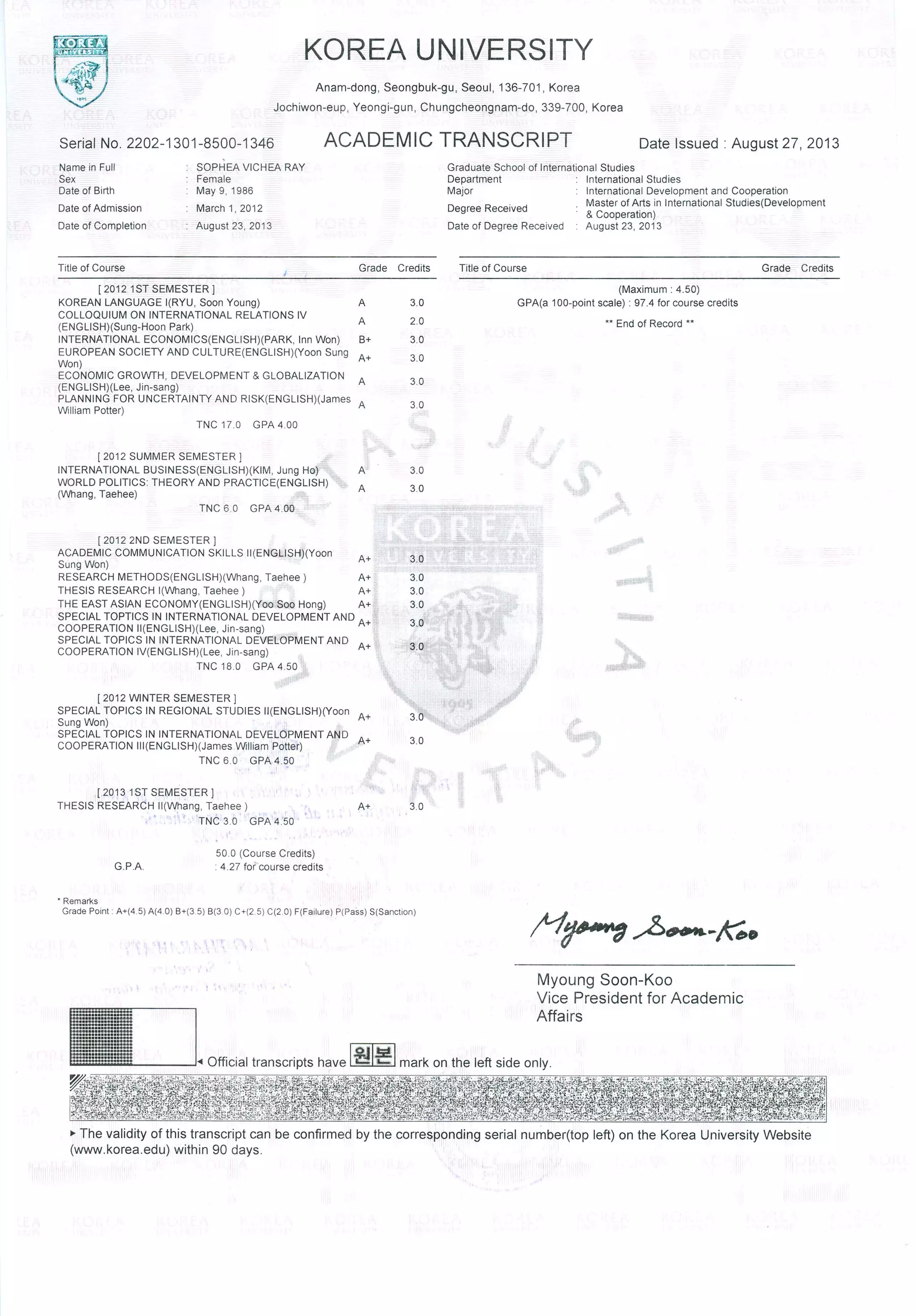 2-Master's Degree Transcript | PDF