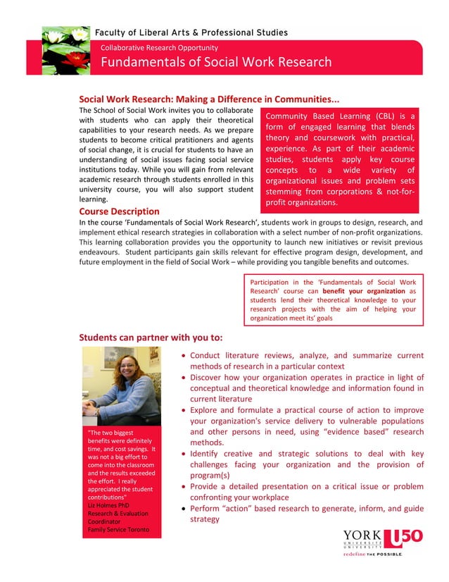 Community based learning - social work research | PDF