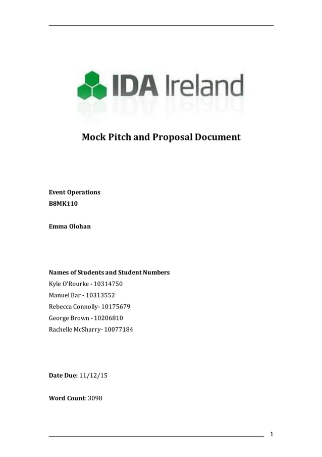 Mock Pitch and Proposal Complete (1) | DOCX | Business Expos ...