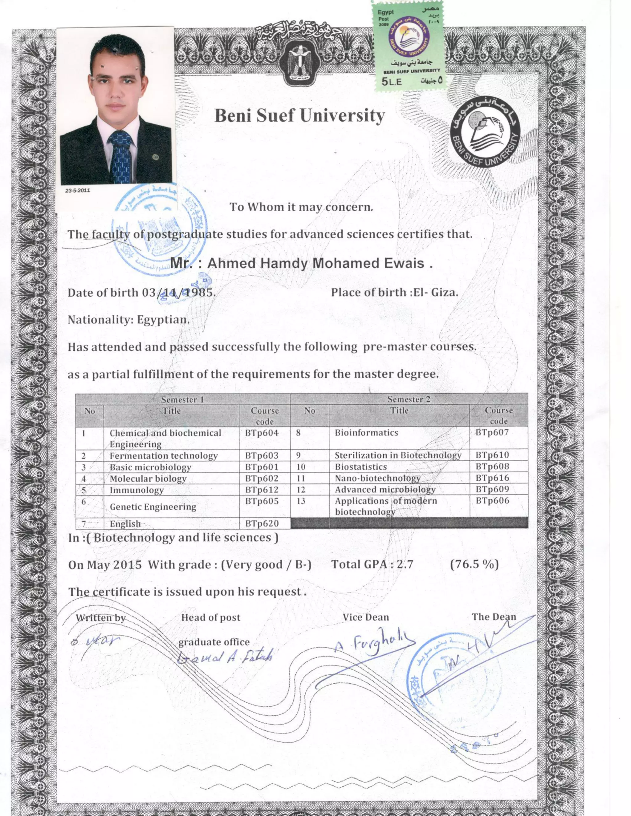 Pre master biotechnology cert. | PDF