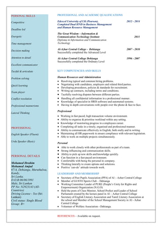 Amjad - CV for HR | PDF