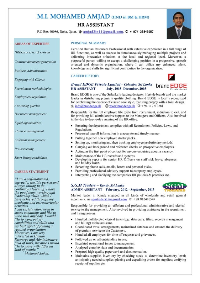Amjad - CV for HR | PDF
