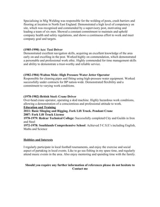 Peter Cremin's C.V | DOC