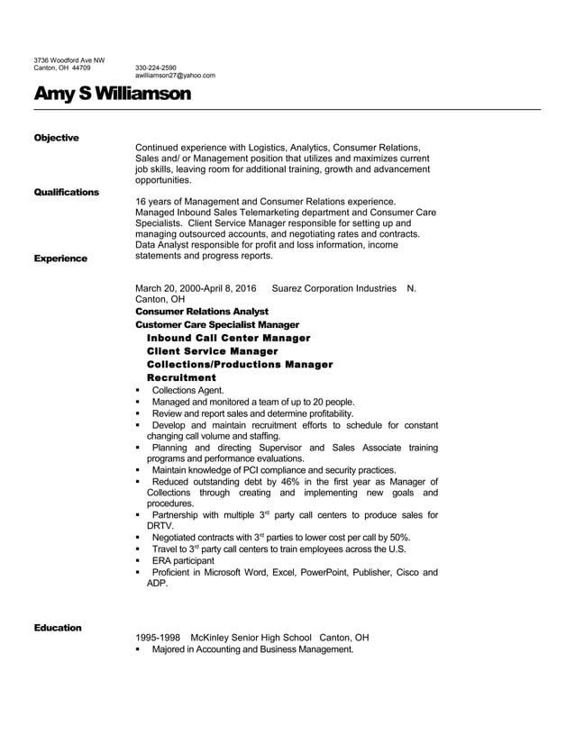 Amy Williamson resume | PDF