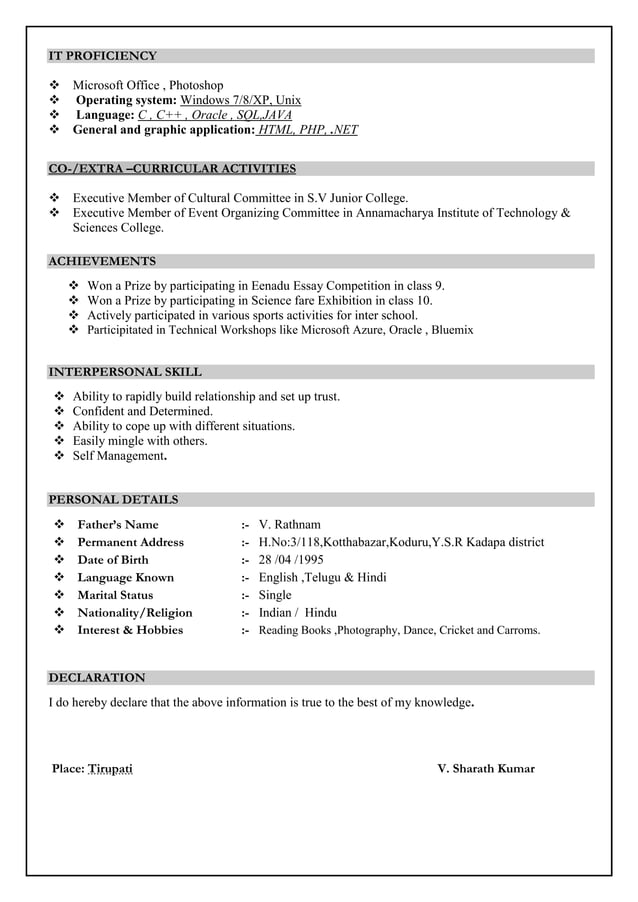 sharath resume | PDF