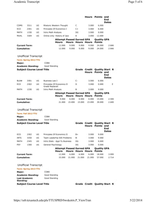 TTU_Web_Transcript | PDF | Undergraduate Education | College Education