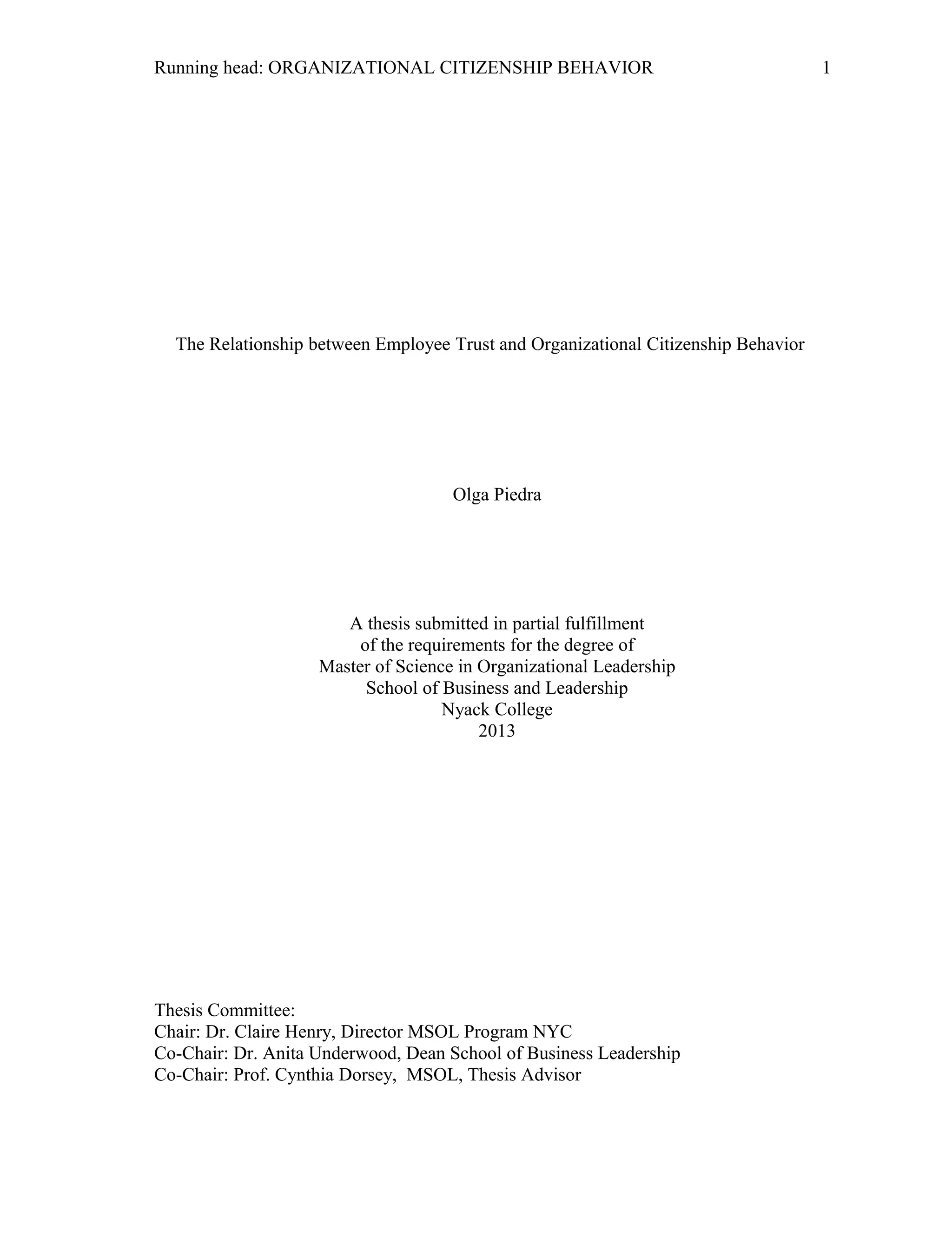 Thesis for Masters degree in Organizational Leadership 2.15.13