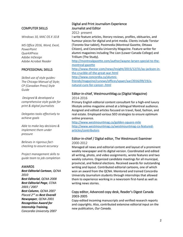 WRLarsen CV EditorWriter | PDF | Desktop Publishing | Computer Software and Applications